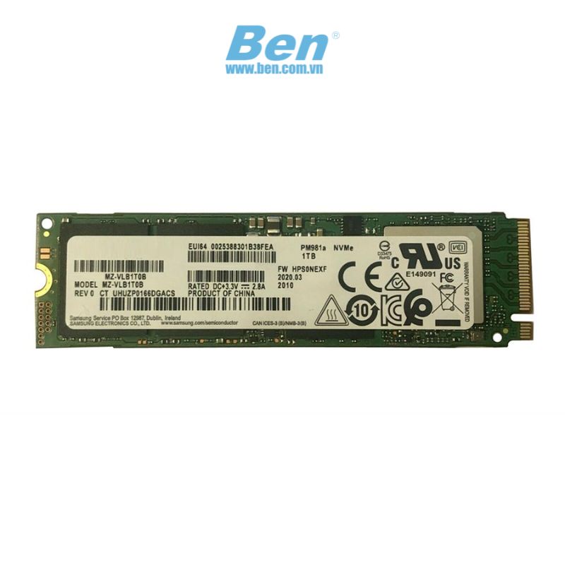 SSD Samsung NVMe PM981a M.2 PCIe Gen3 x4 1TB MZ-VLB1T0B ch